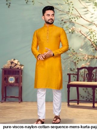 PURE VISCOS NAYLON COTTAN SEQUENCE mens kurta pajama