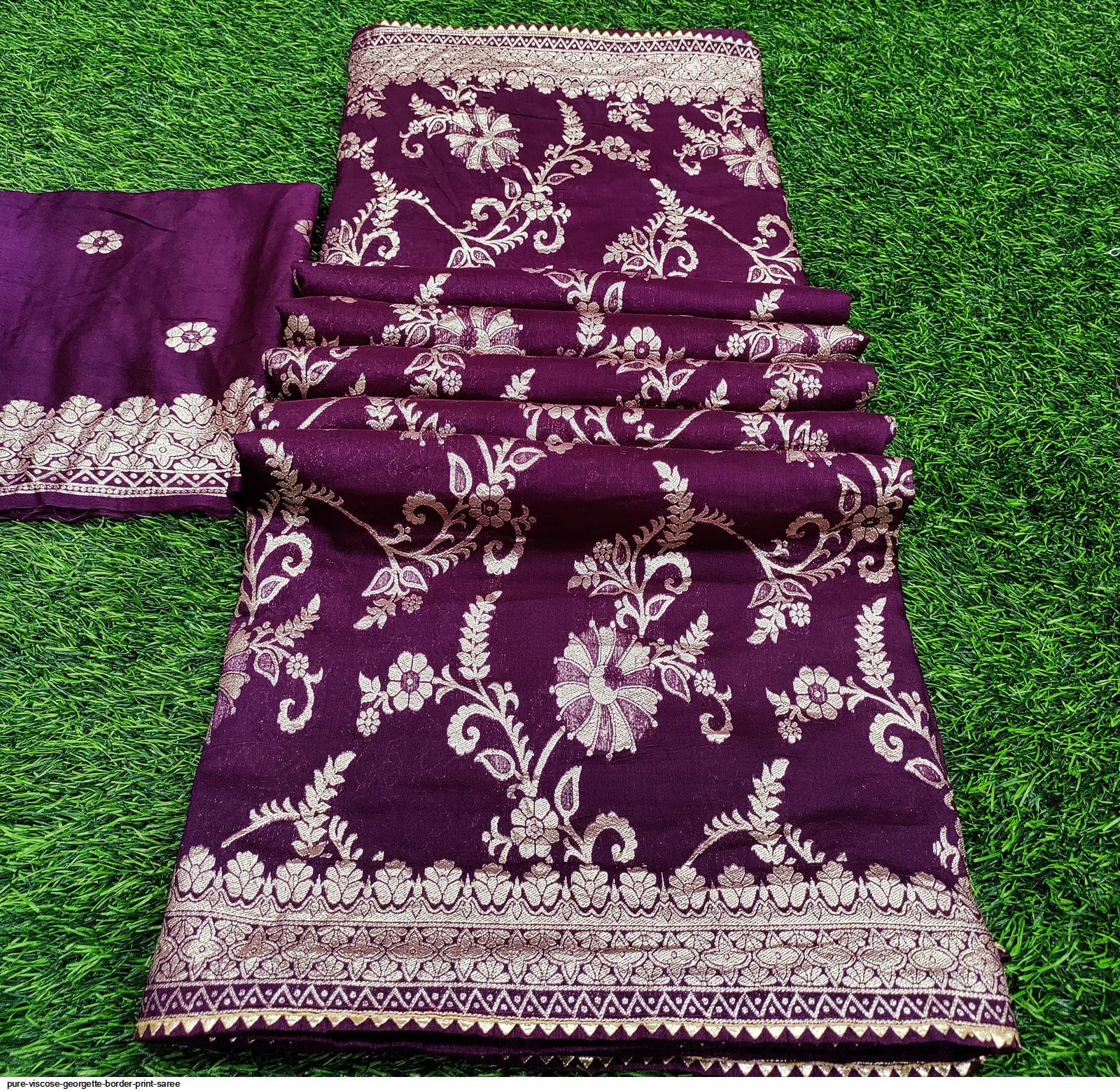 PURE VISCOSE GEORGETTE BORDER PRINT SAREE