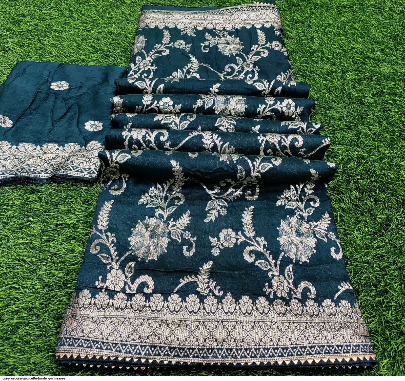 PURE VISCOSE GEORGETTE BORDER PRINT SAREE