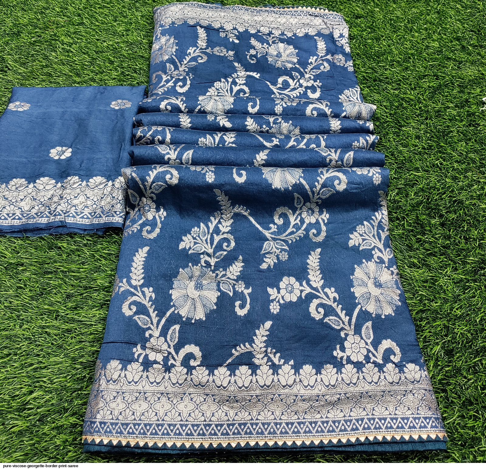 PURE VISCOSE GEORGETTE BORDER PRINT SAREE