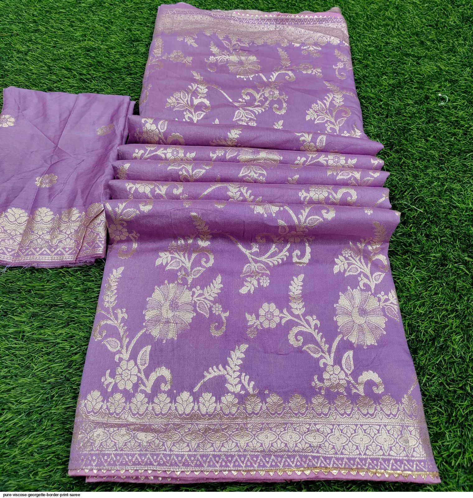 PURE VISCOSE GEORGETTE BORDER PRINT SAREE