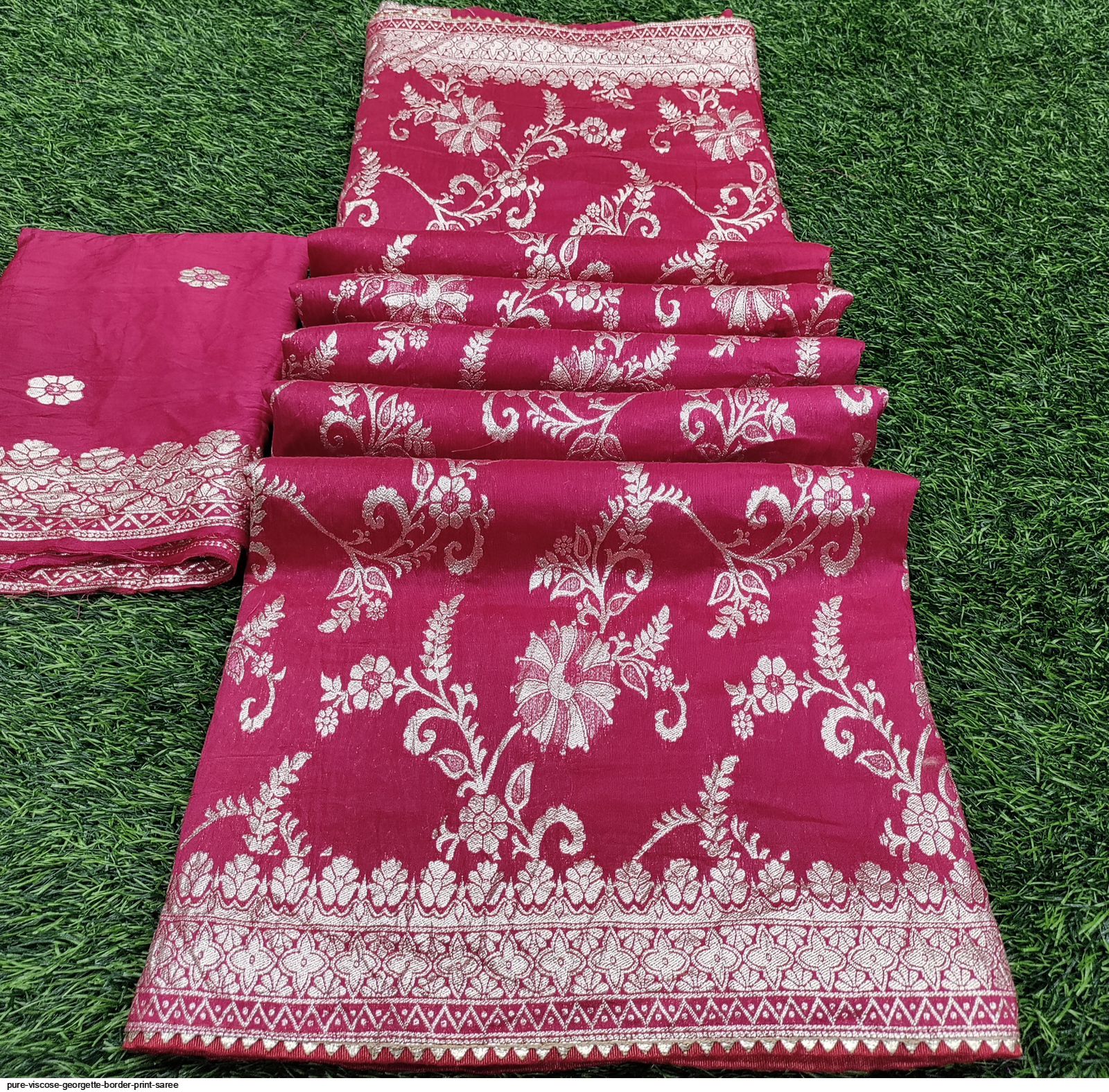 PURE VISCOSE GEORGETTE BORDER PRINT SAREE