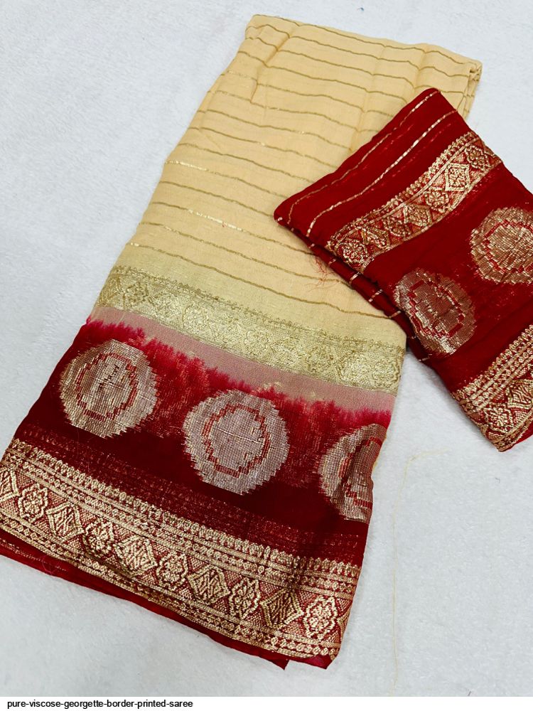 Pure viscose Georgette border printed saree