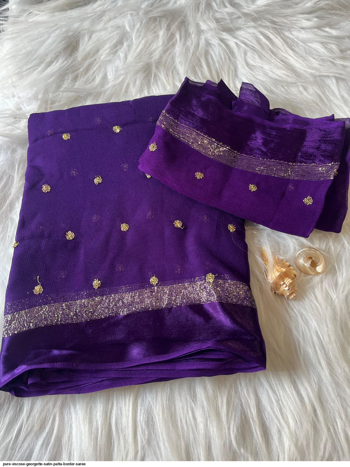 Pure Viscose georgette satin patta border saree