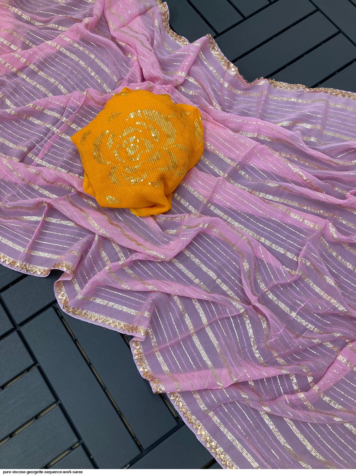 PURE VISCOSE GEORGETTE SEQUENCE WORK SAREE