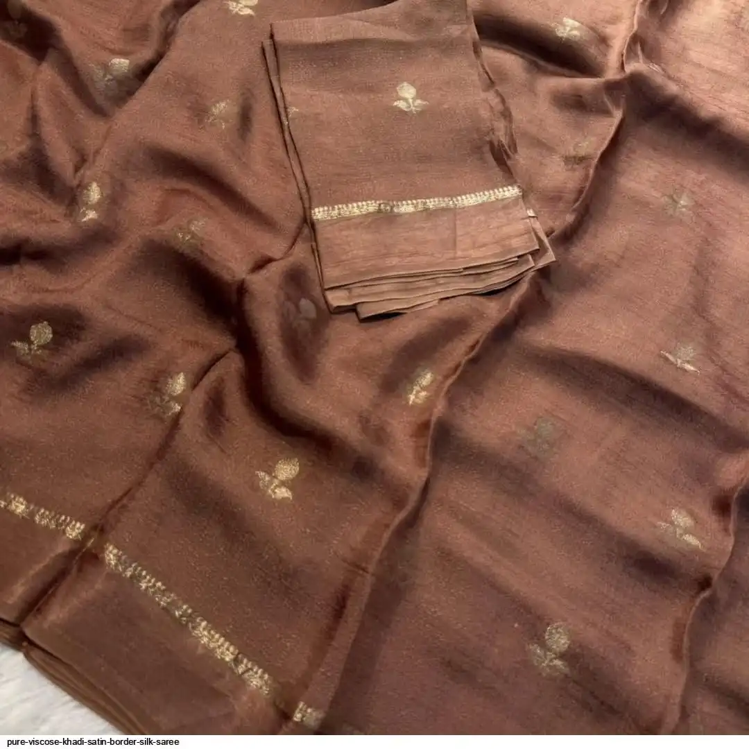 Pure Viscose Khadi satin border silk saree