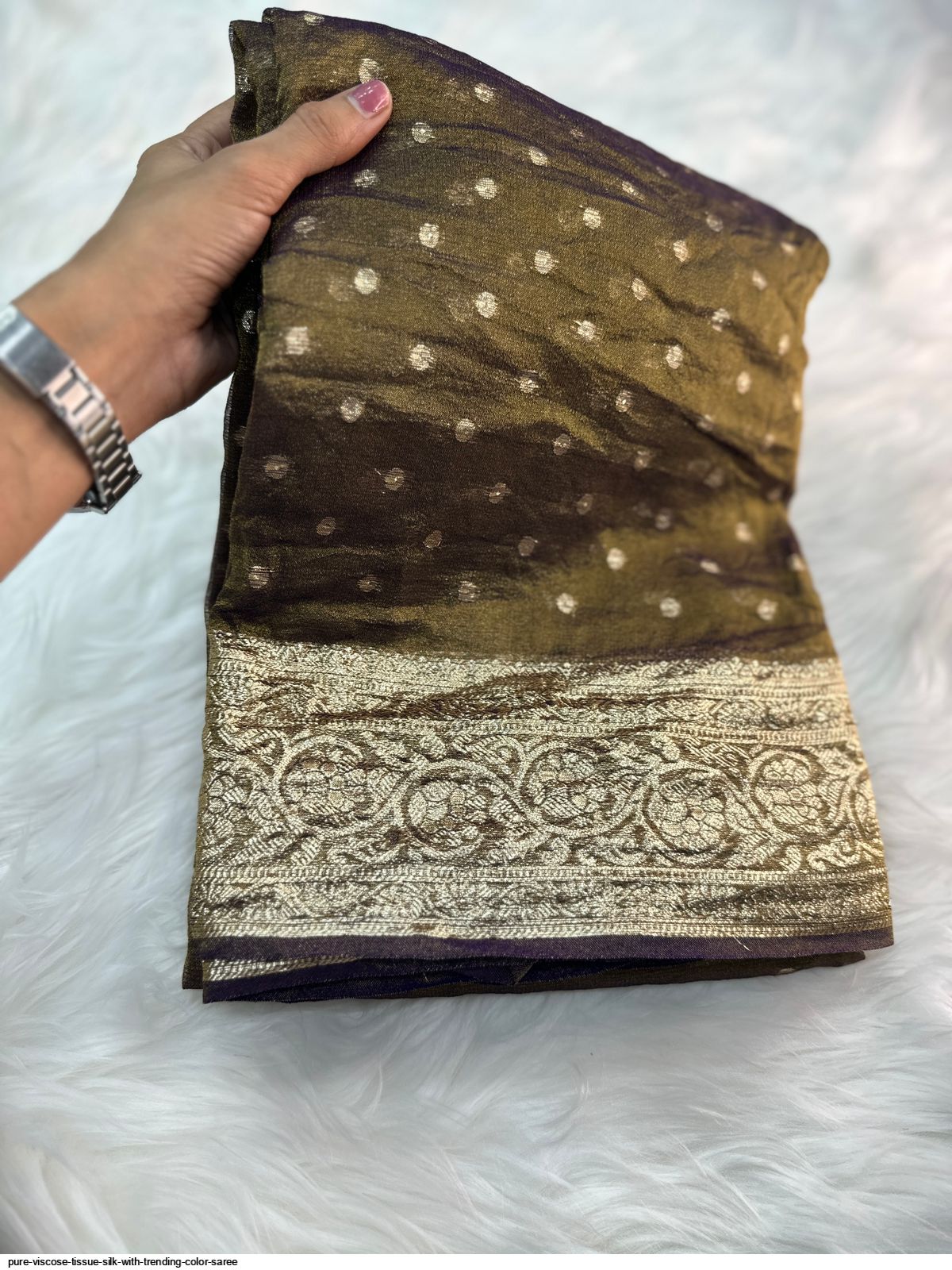 Pure viscose Tissue silk with trending color saree
