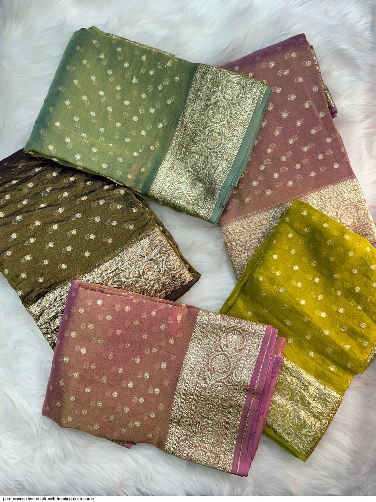 Pure viscose Tissue silk with trending color saree