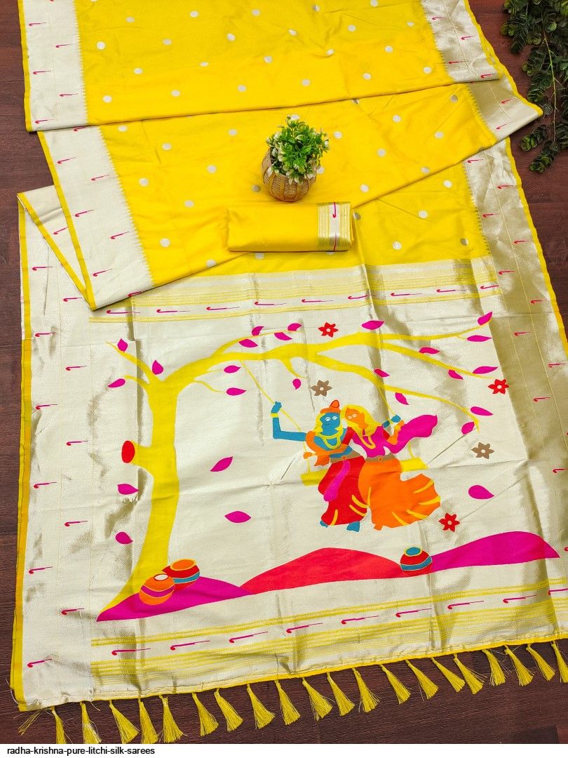 RADHA KRISHNA Pure litchi silk sarees
