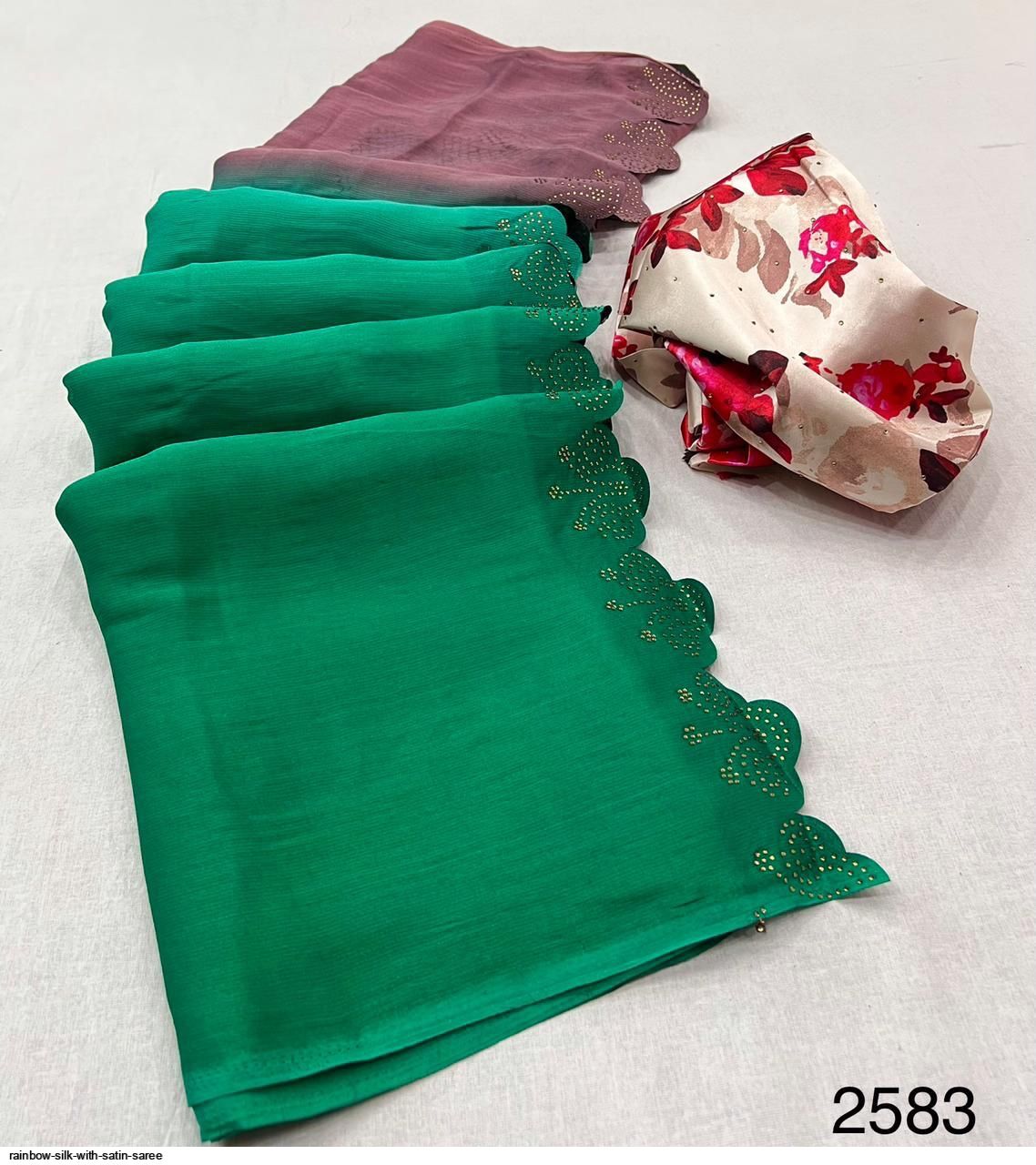 Rainbow Silk With Satin SAREE