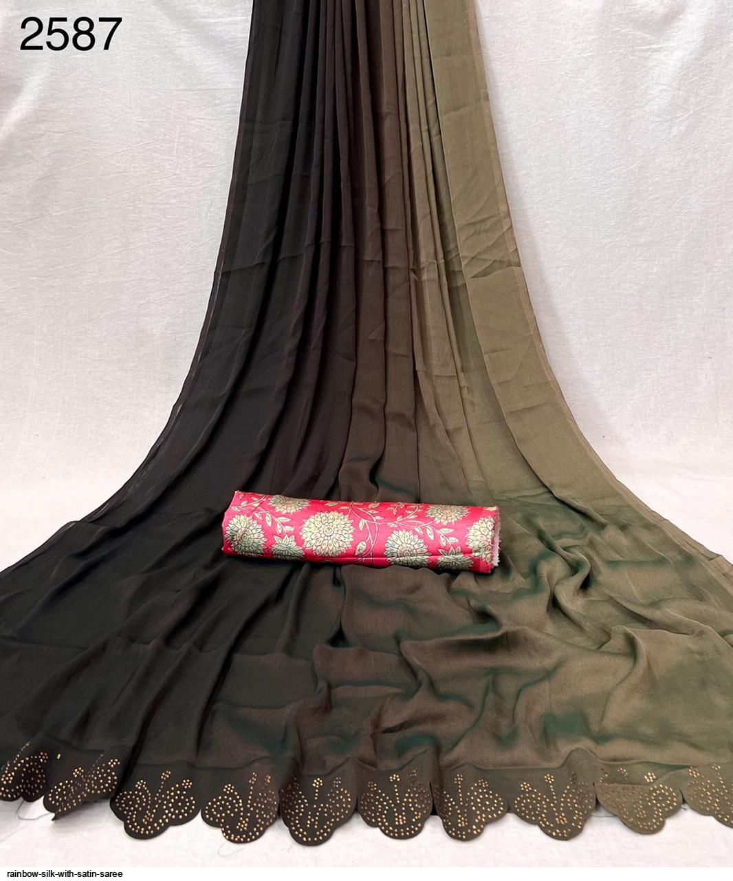 Rainbow Silk With Satin SAREE