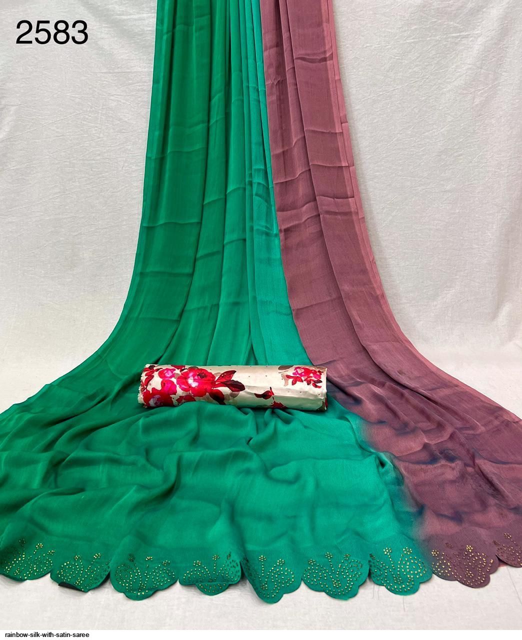 Rainbow Silk With Satin SAREE
