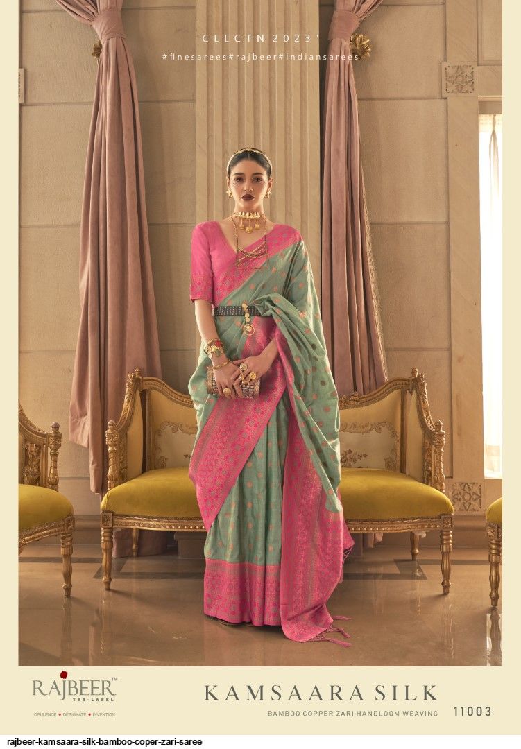 RAJBEER KAMSAARA SILK BAMBOO COPER ZARI SAREE