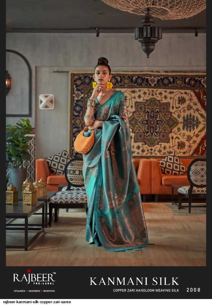 RAJBEER KANMANI SILK Copper Zari saree