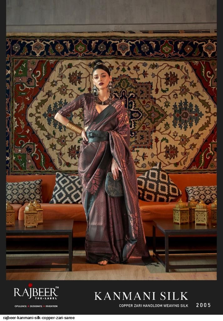 RAJBEER KANMANI SILK Copper Zari saree