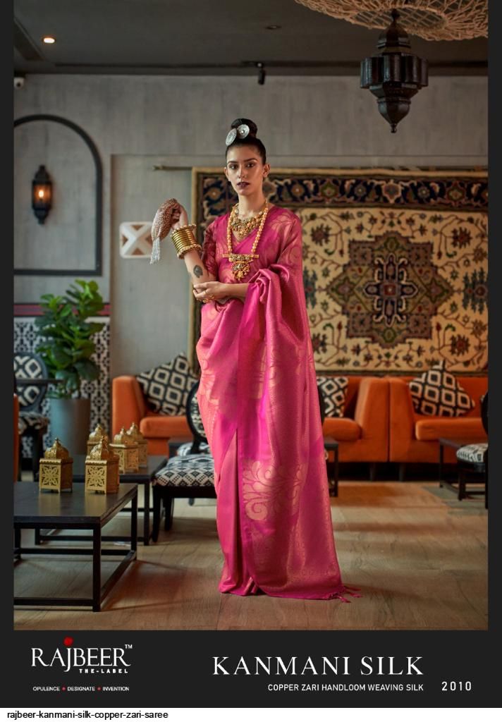 RAJBEER KANMANI SILK Copper Zari saree