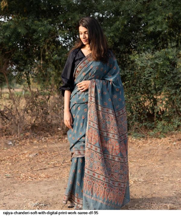 Rajiya Chanderi Soft With Digital Print Work SAREE DF 95