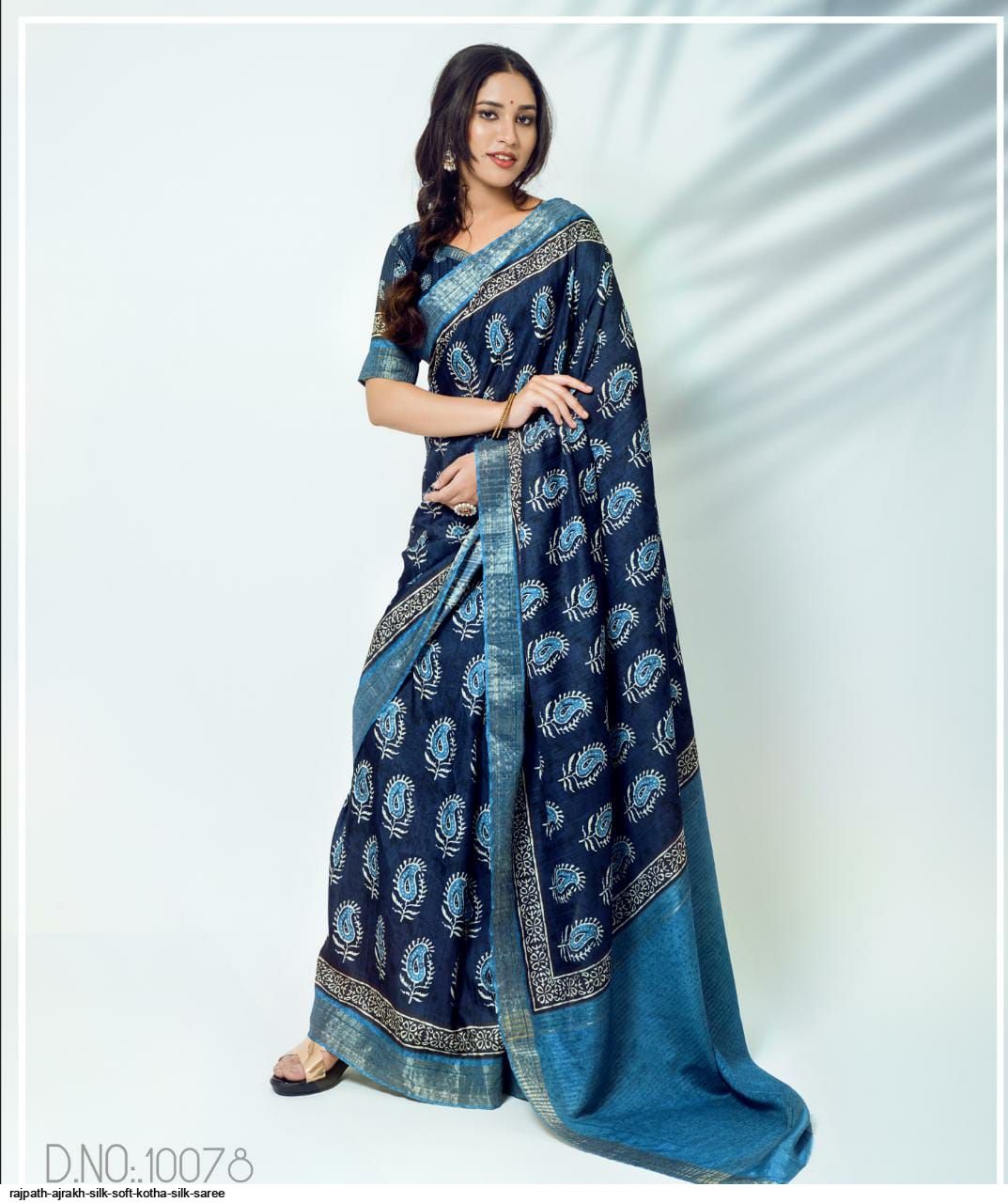 rajpath Ajrakh silk Soft kotha silk saree
