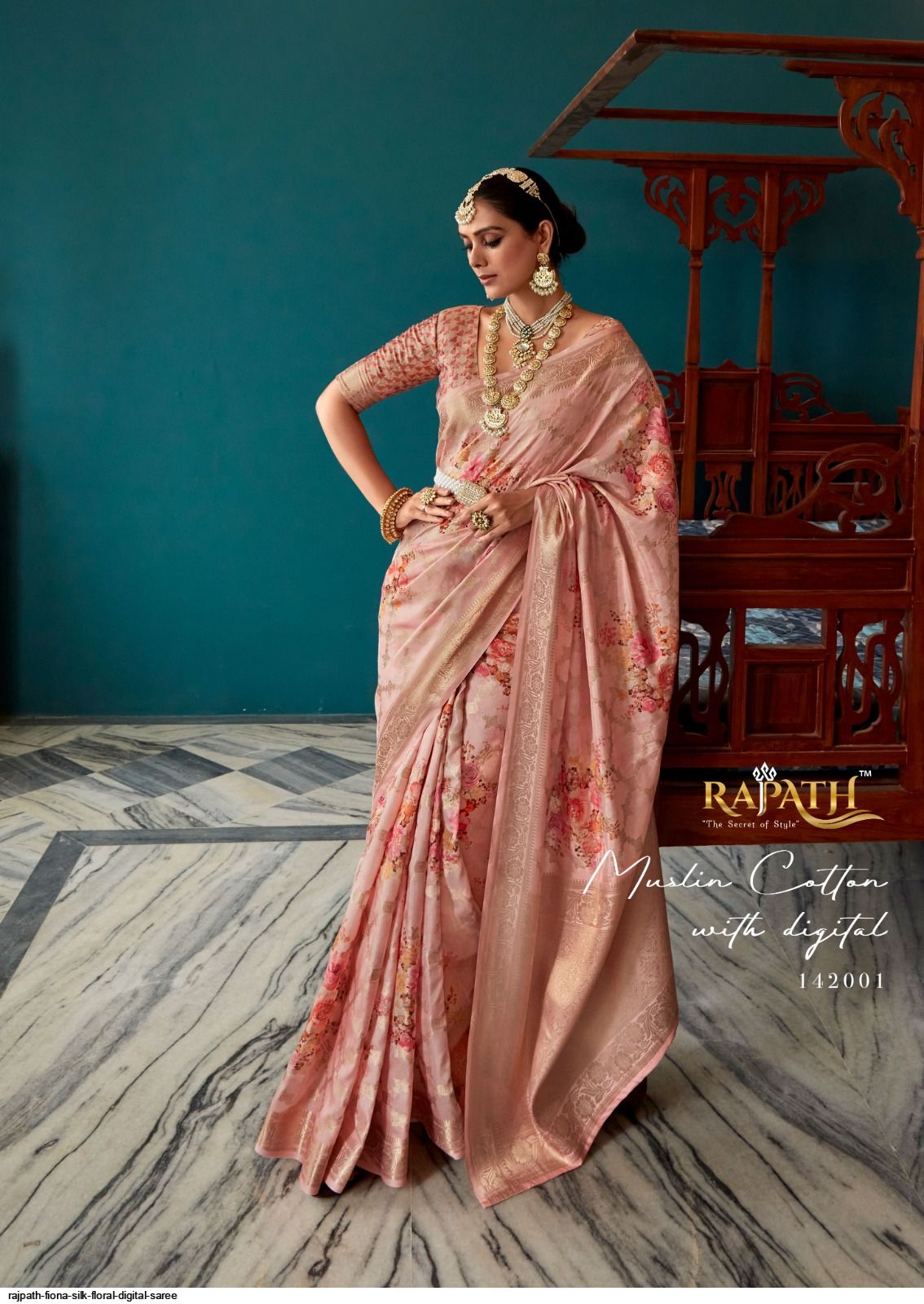 RAJPATH FIONA SILK FLORAL DIGITAL SAREE