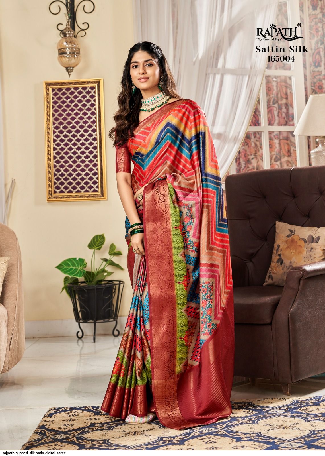 RAJPATH sUNHERI SILK SATIN DIGITAL saree