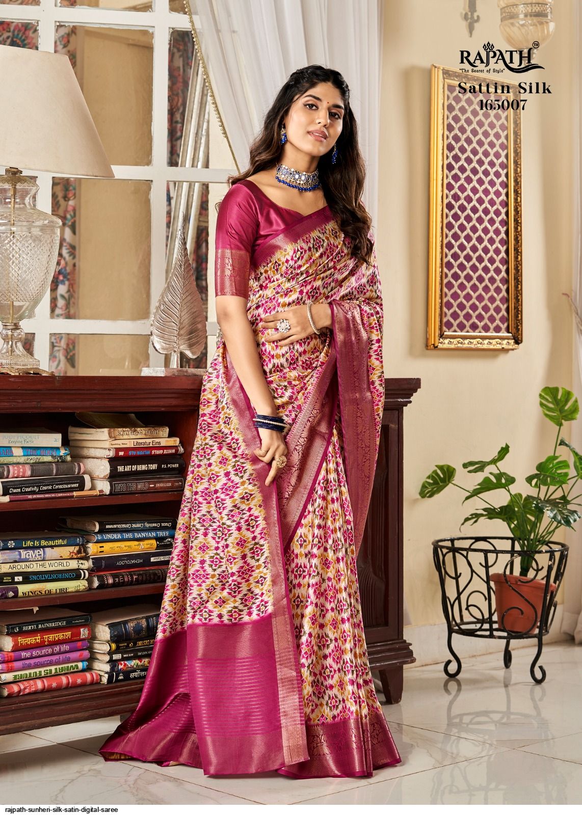 RAJPATH sUNHERI SILK SATIN DIGITAL saree