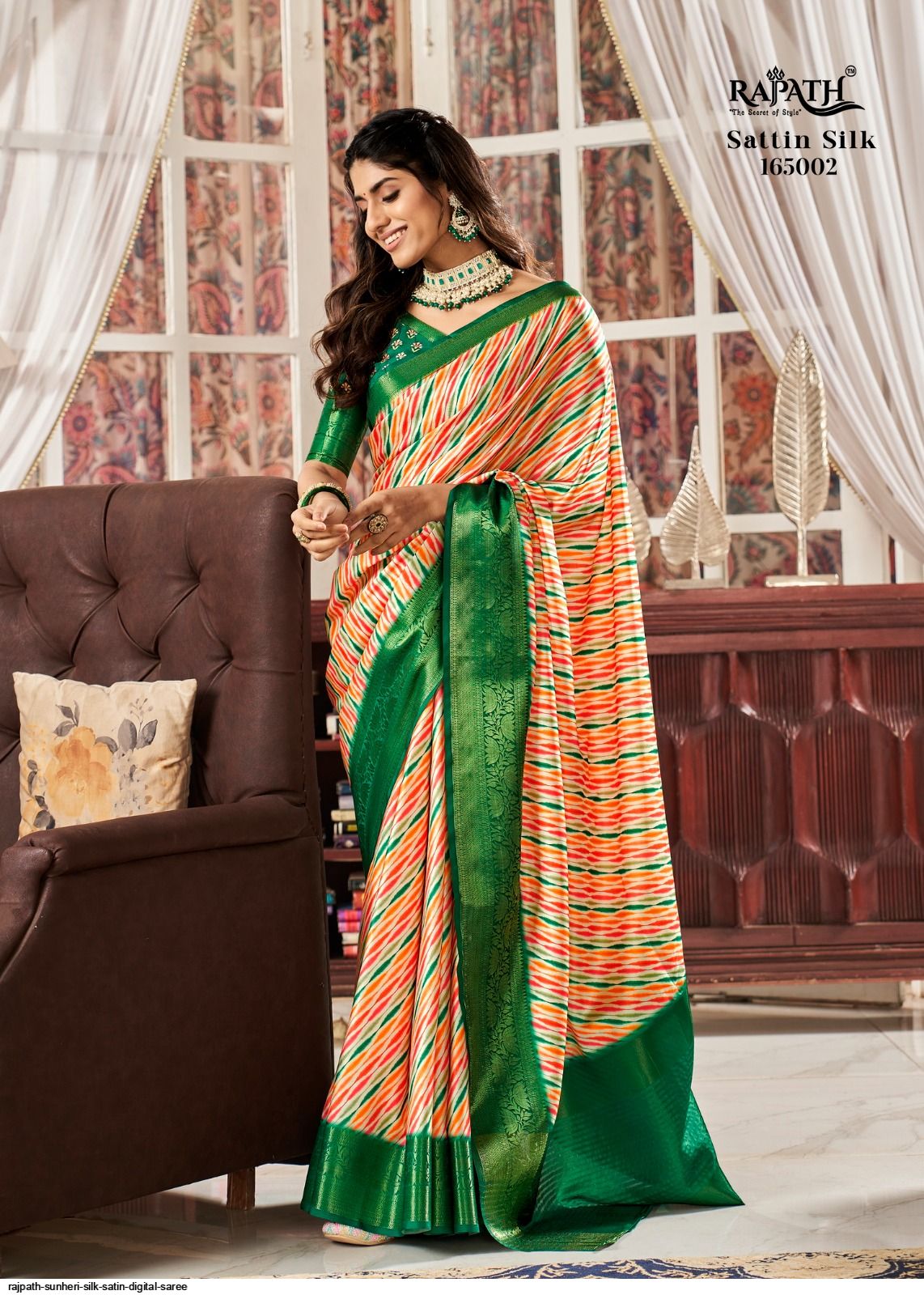 RAJPATH sUNHERI SILK SATIN DIGITAL saree