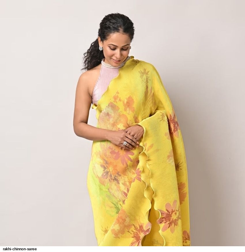 RAKHI chinnon saree