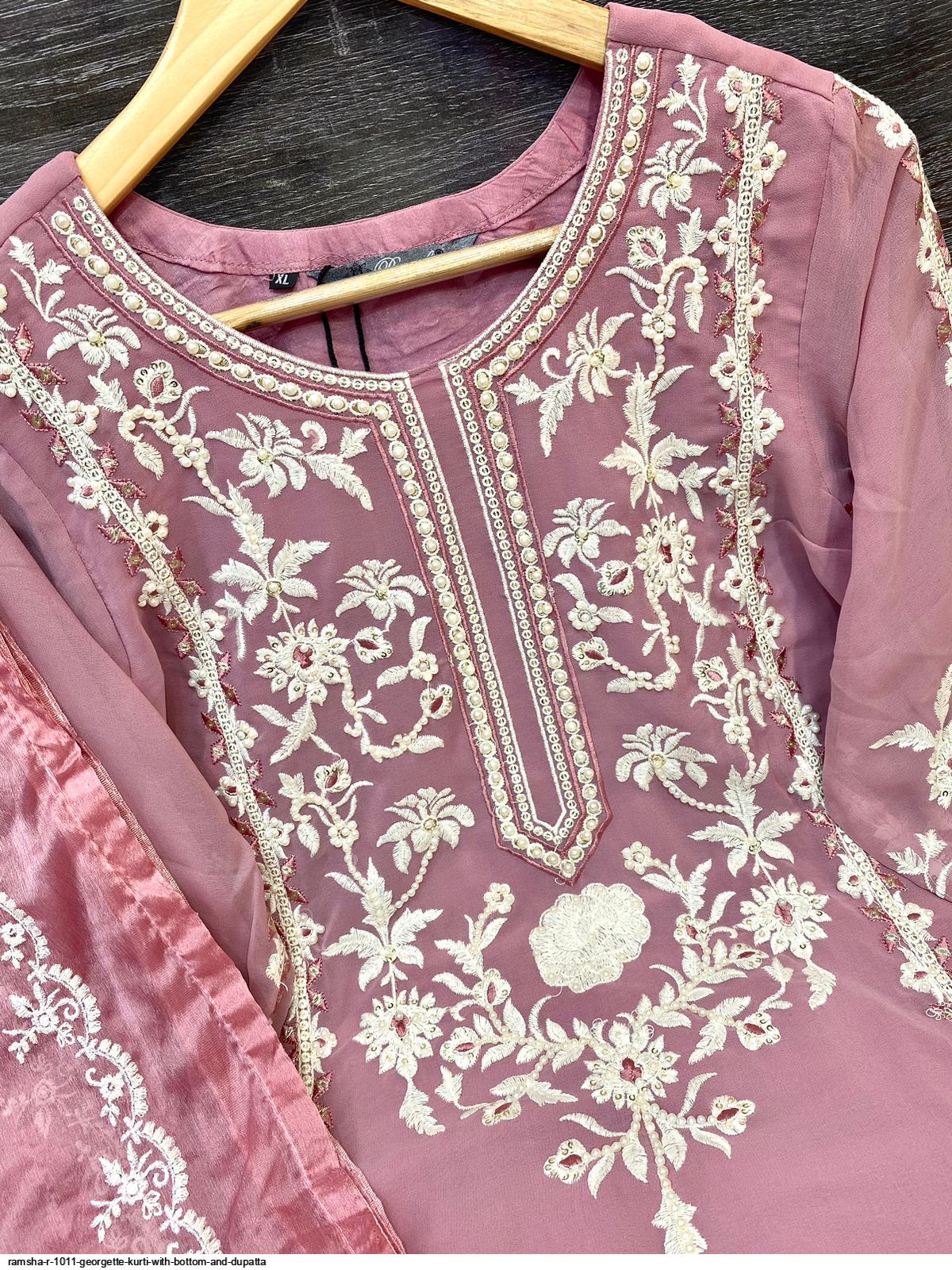 RAMSHA R 1011 GEORGETTE KURTI WITH BOTTOM AND DUPATTA