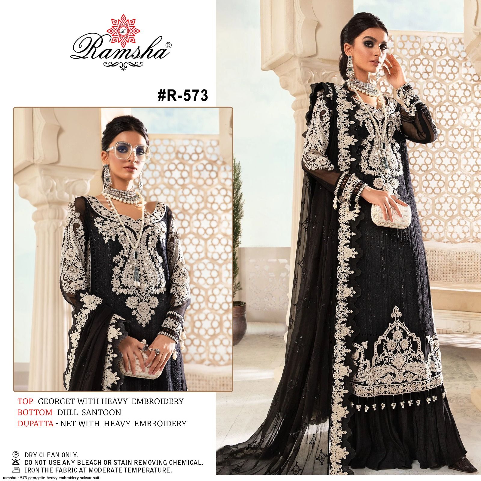 RAMSHA R 573 GEORGETTE HEAVY EMBROIDERY SALWAR SUIT