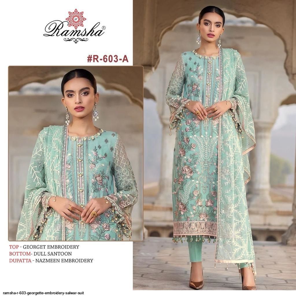 RAMSHA R 603 GEORGETTE EMBROIDERY SALWAR SUIT