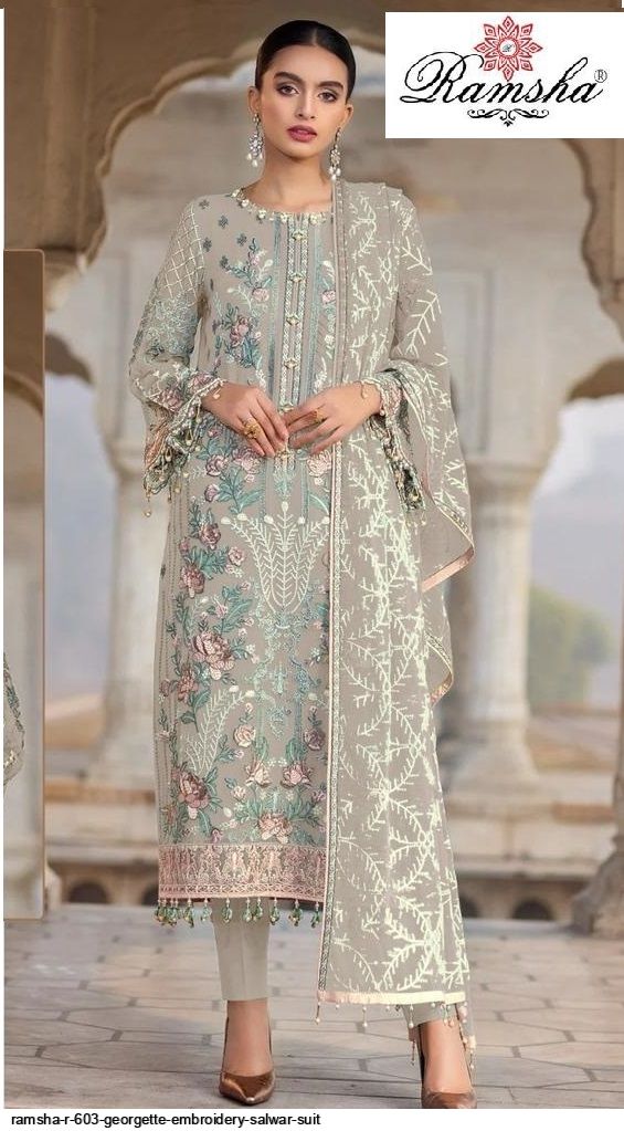 RAMSHA R 603 GEORGETTE EMBROIDERY SALWAR SUIT