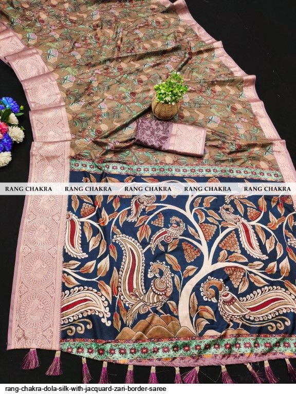 RANG CHAKRA Dola Silk With Jacquard Zari Border saree