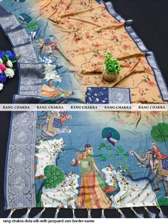 RANG CHAKRA Dola Silk With Jacquard Zari Border saree