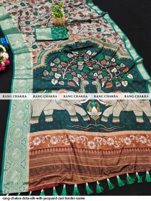 RANG CHAKRA Dola Silk With Jacquard Zari Border saree