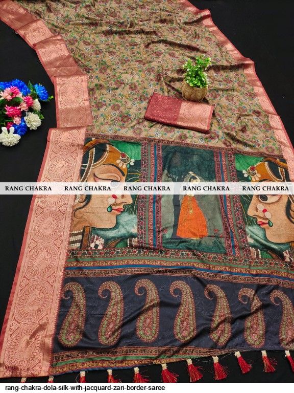 RANG CHAKRA Dola Silk With Jacquard Zari Border saree