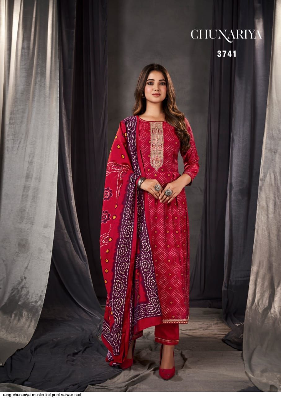 RANG CHUNARIYA MUSLIN FOIL PRINT SALWAR SUIT