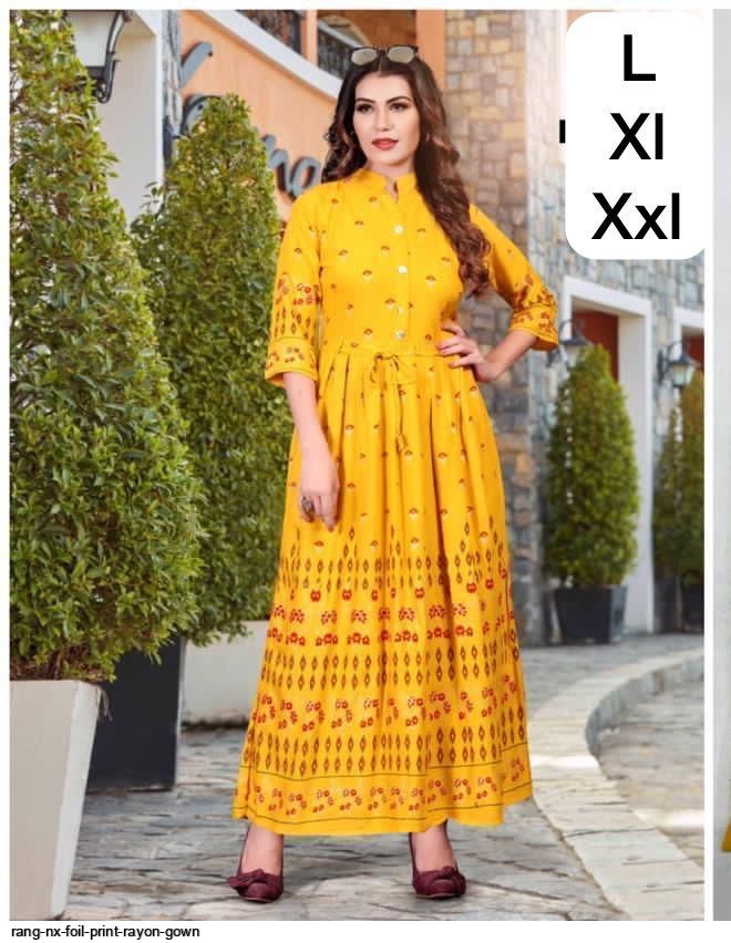 Rang NX FOIL PRINT RAYON GOWN