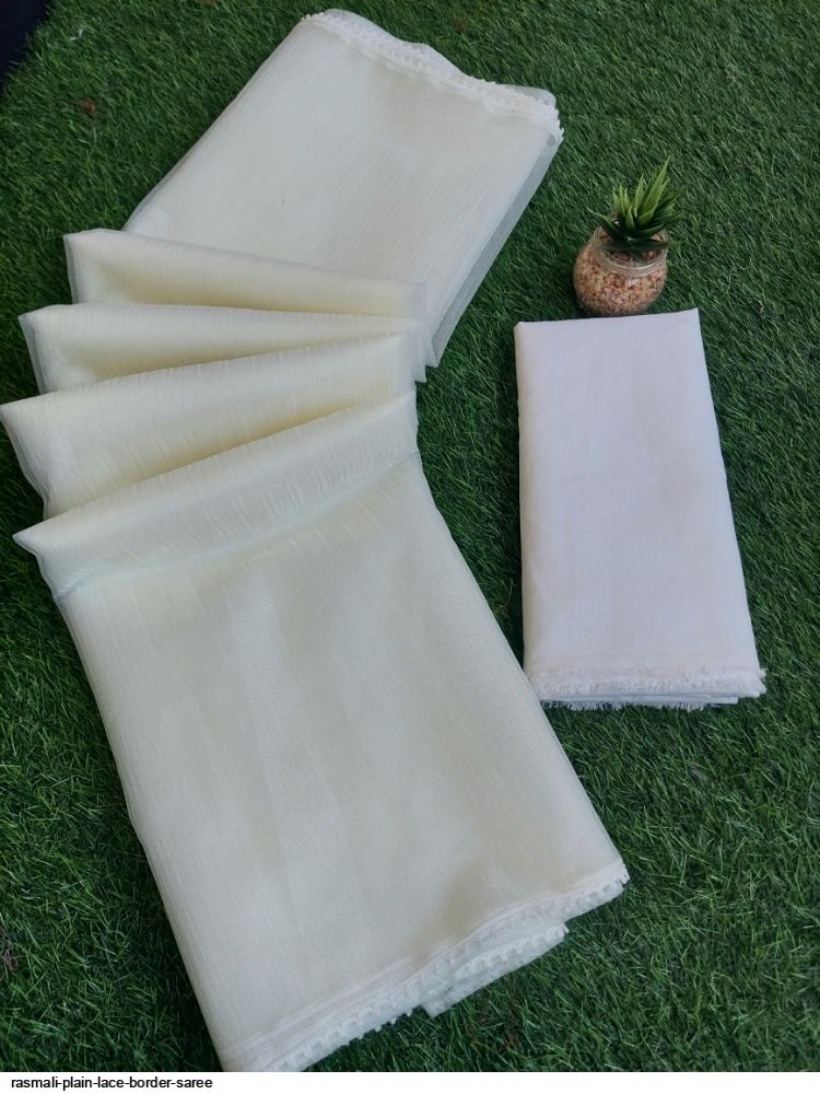Rasmali PLAIN LACE BORDER SAREE