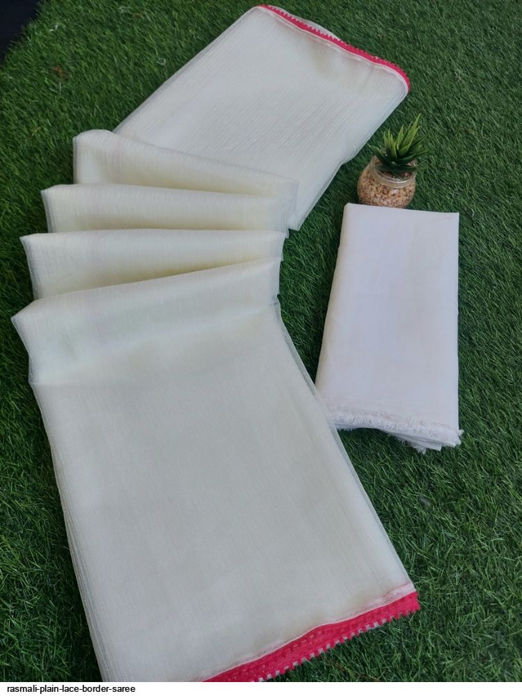 Rasmali PLAIN LACE BORDER SAREE