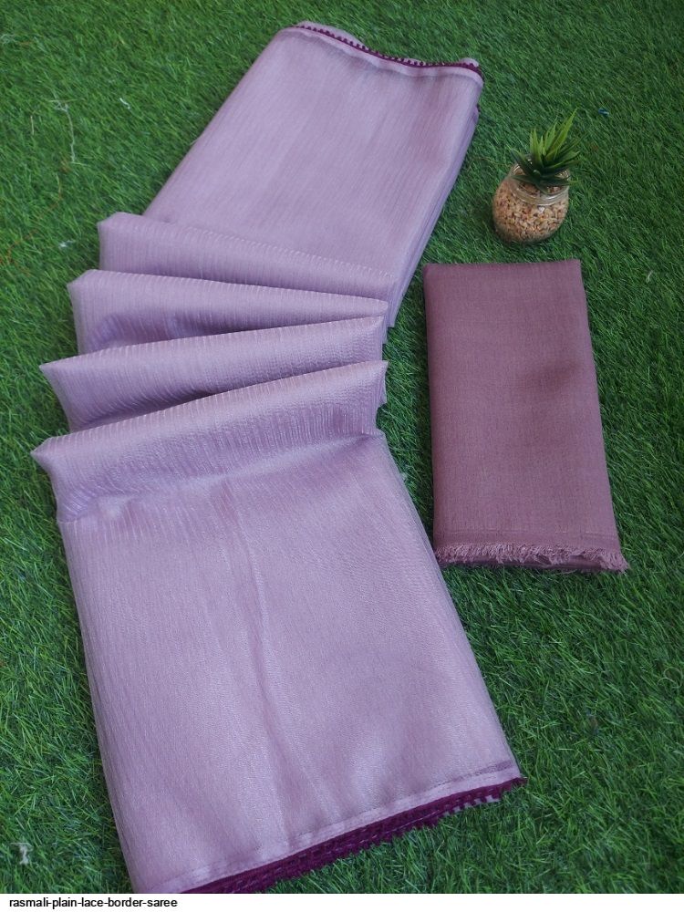 Rasmali PLAIN LACE BORDER SAREE