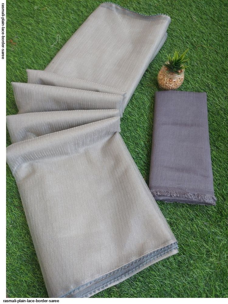 Rasmali PLAIN LACE BORDER SAREE