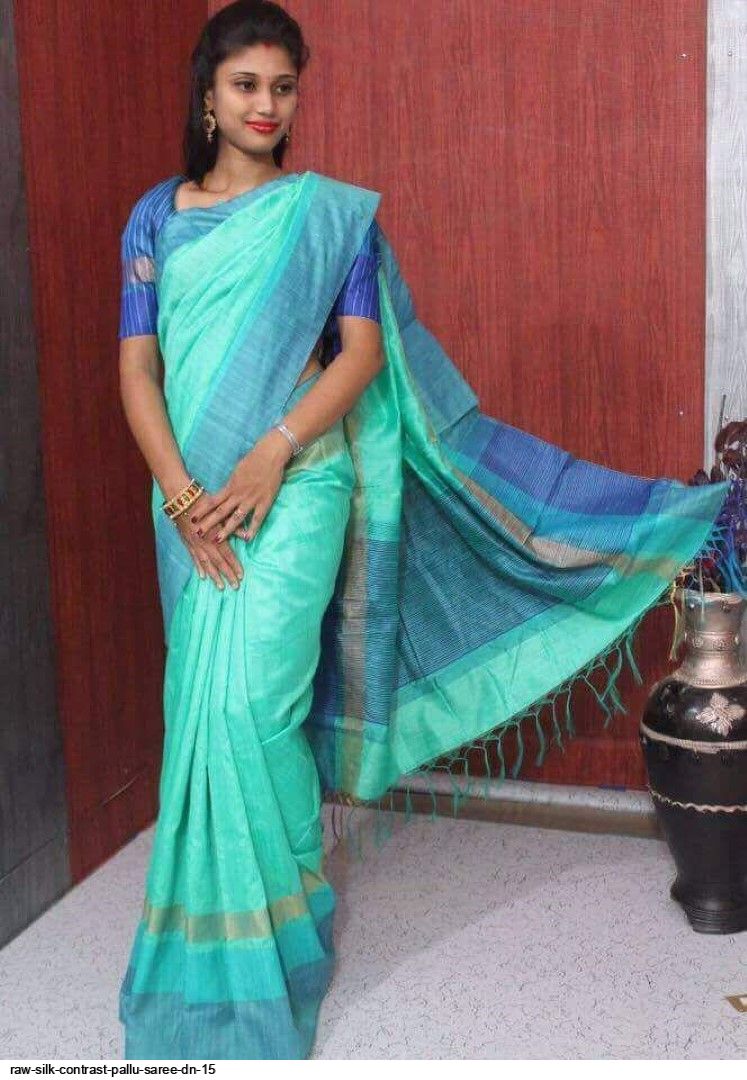 RAW SILK CONTRAST PALLU SAREE DN-15