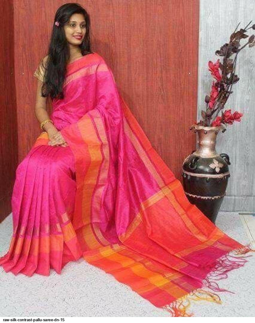 RAW SILK CONTRAST PALLU SAREE DN-15