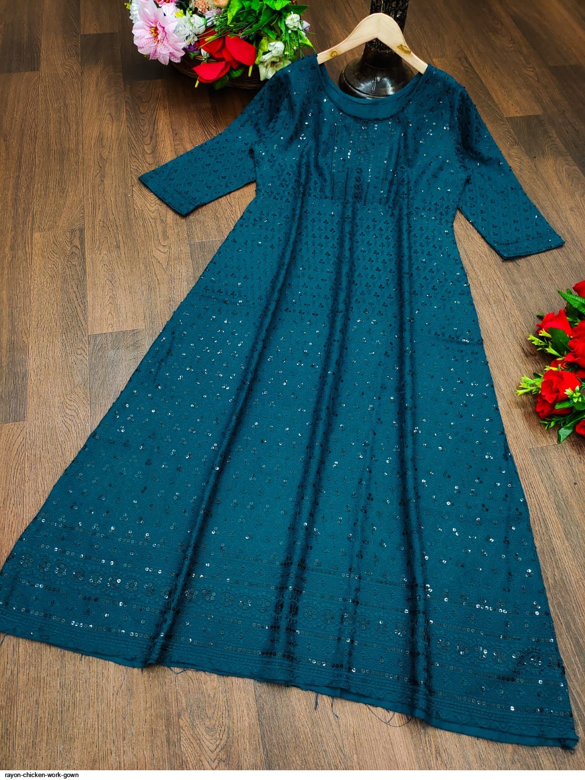 RAYON CHICKEN WORK gown