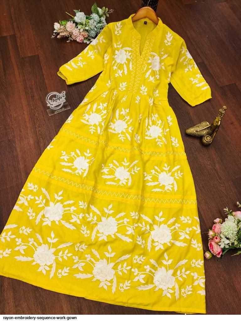 Rayon embroidery SEQUENCE work GOWN