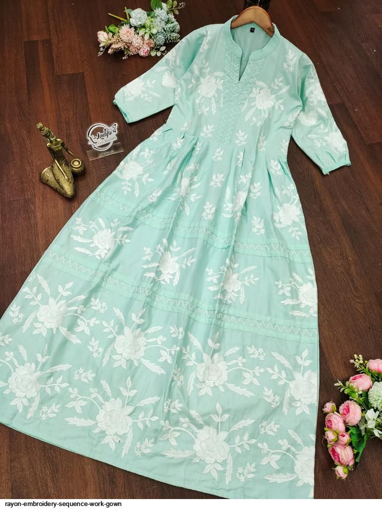 Rayon embroidery SEQUENCE work GOWN