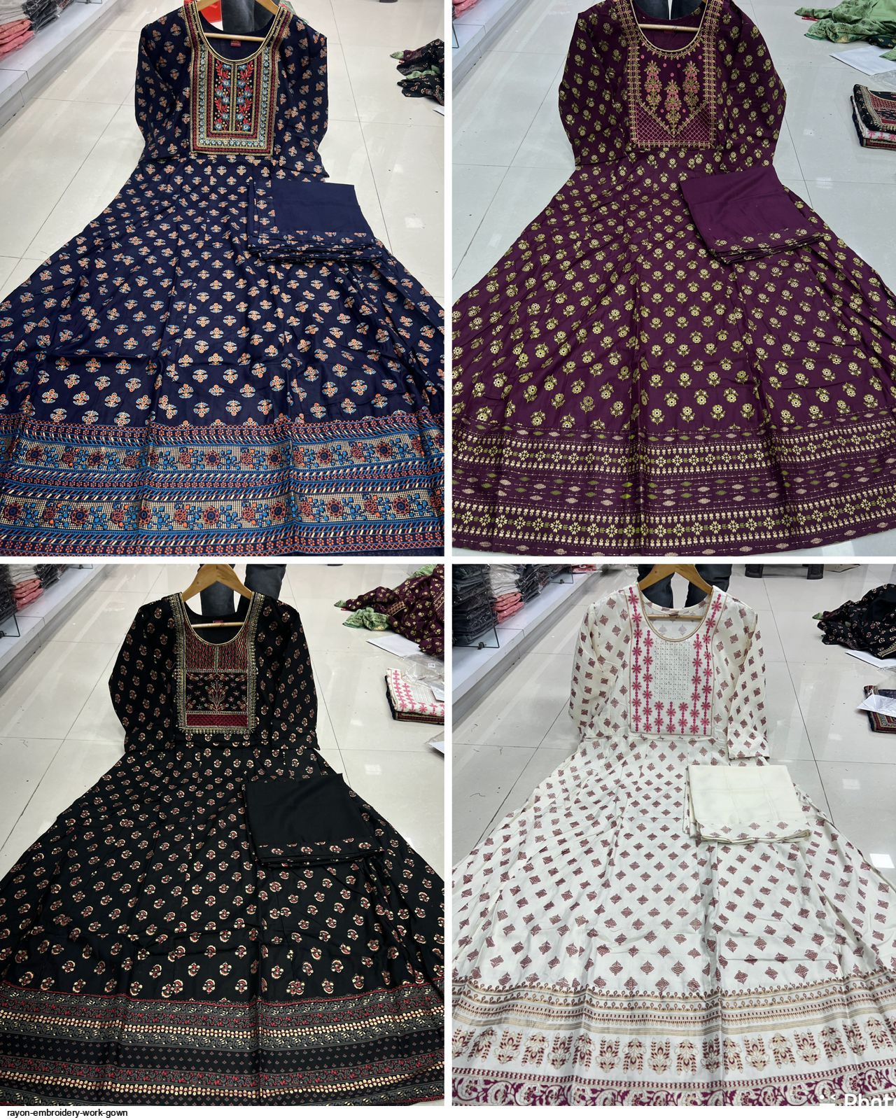 rayon Embroidery work gown