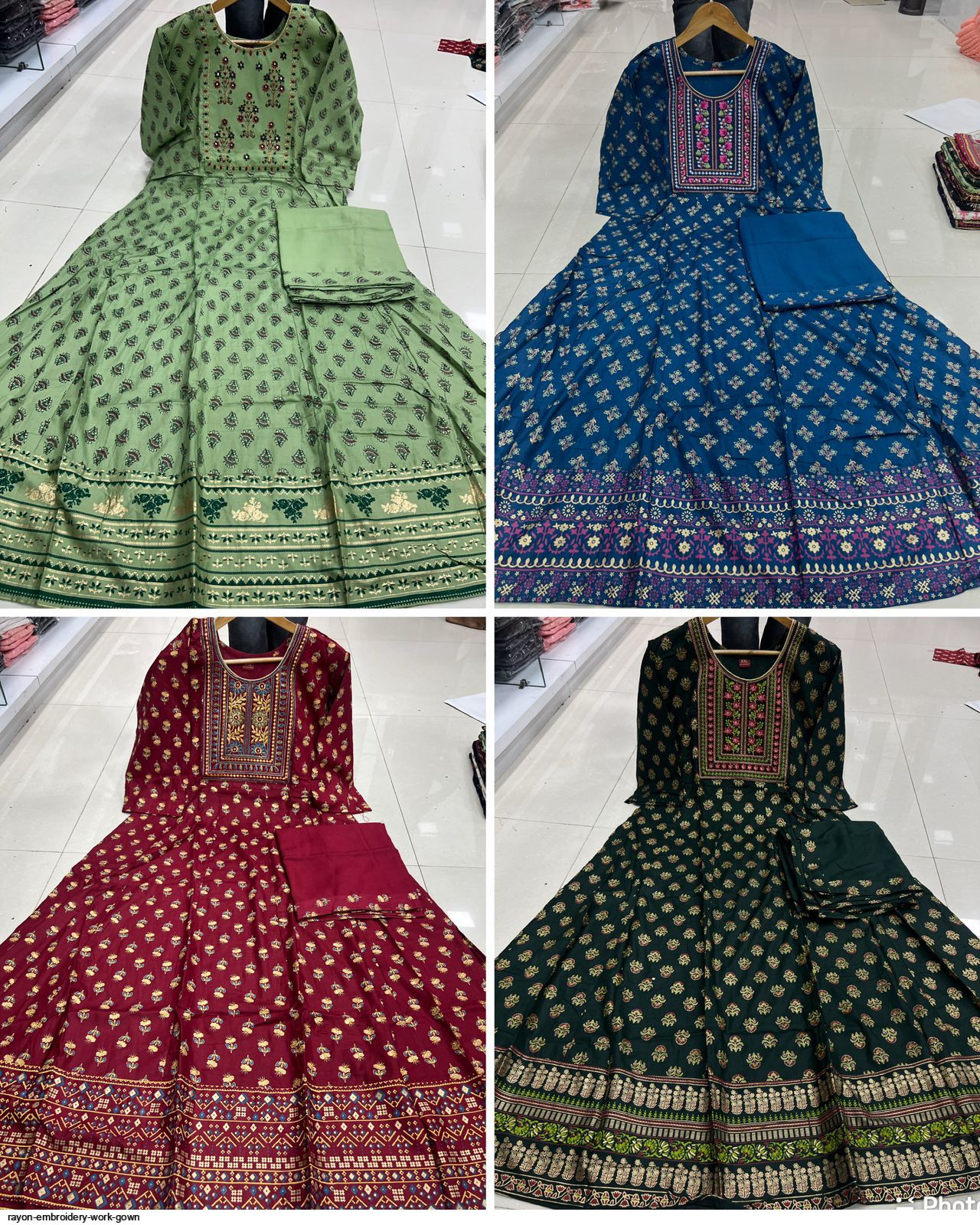 rayon Embroidery work gown