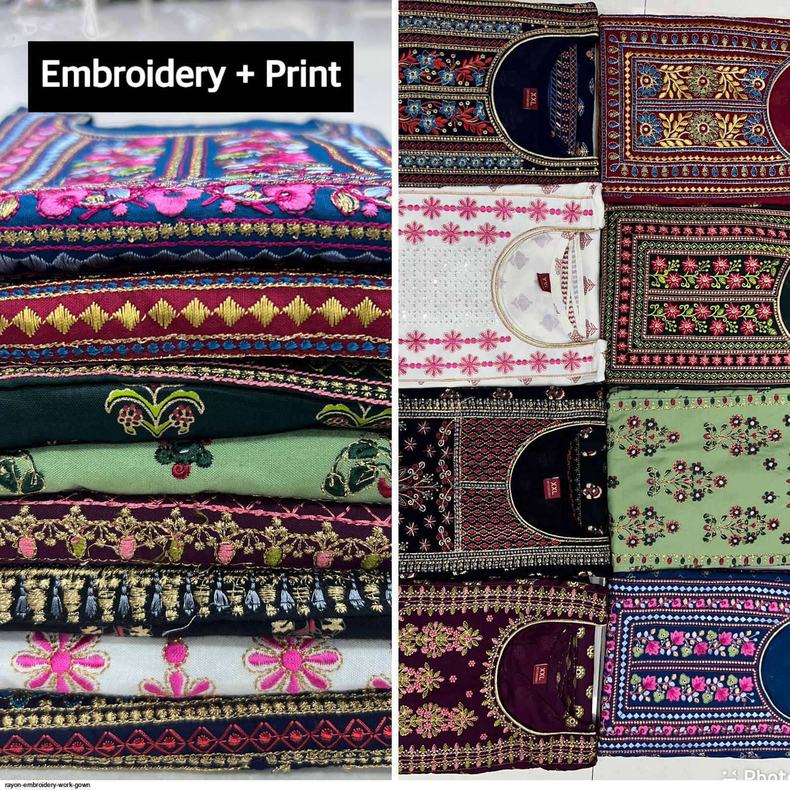 rayon Embroidery work gown