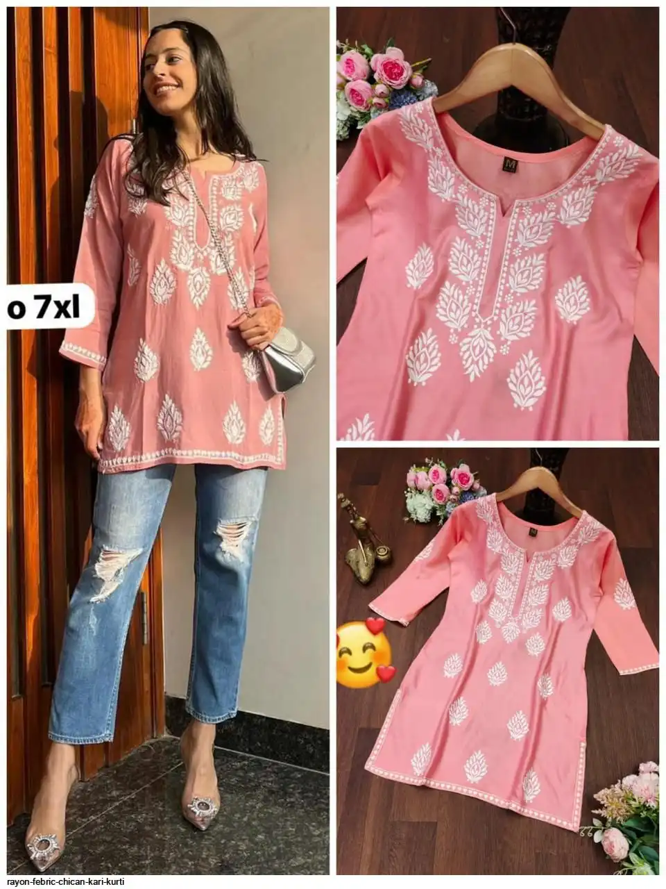 RAyon Febric chican kari KURTI